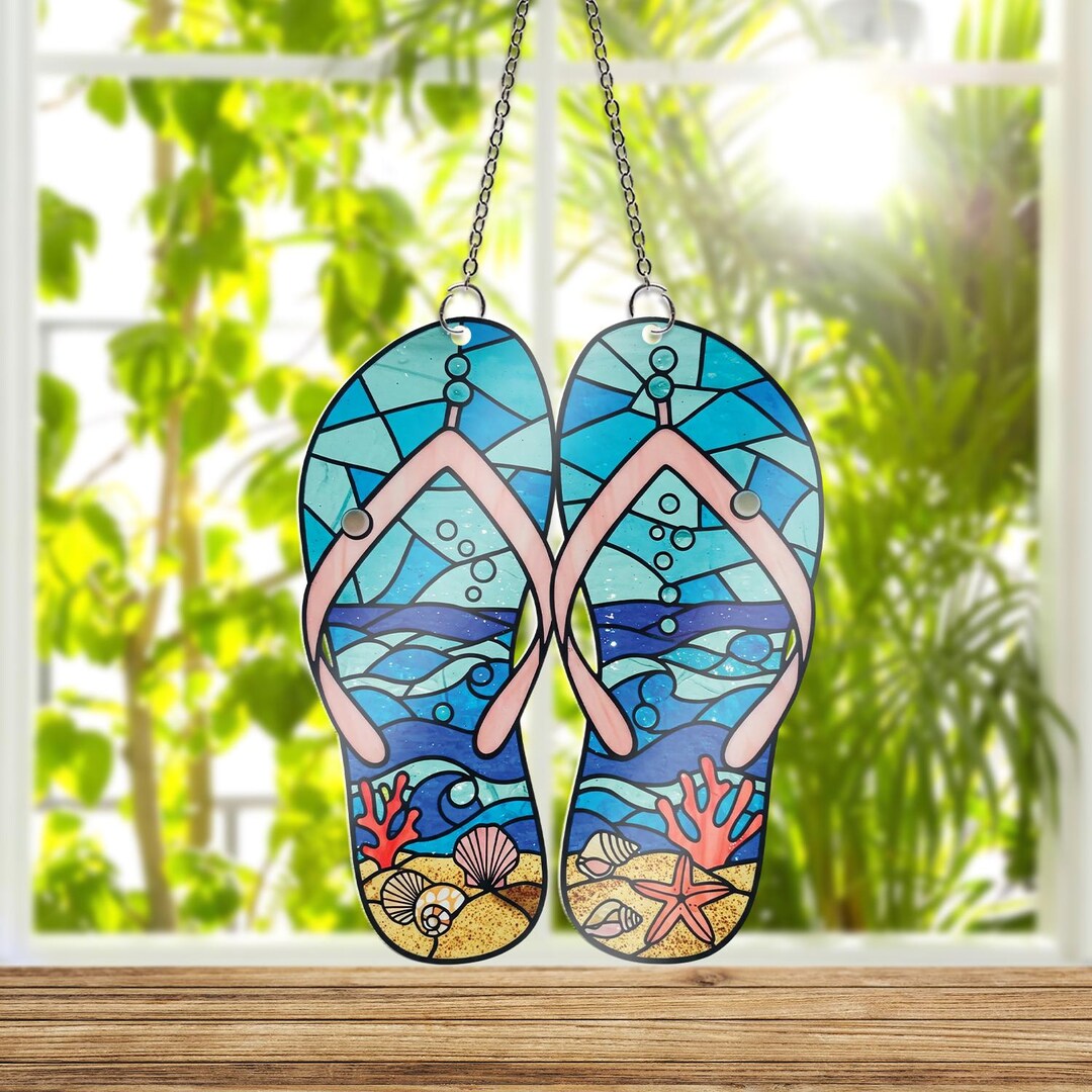 Flip Flop ACRYLIC Window Hanging, Beach Summer Seaside Window Decor ...