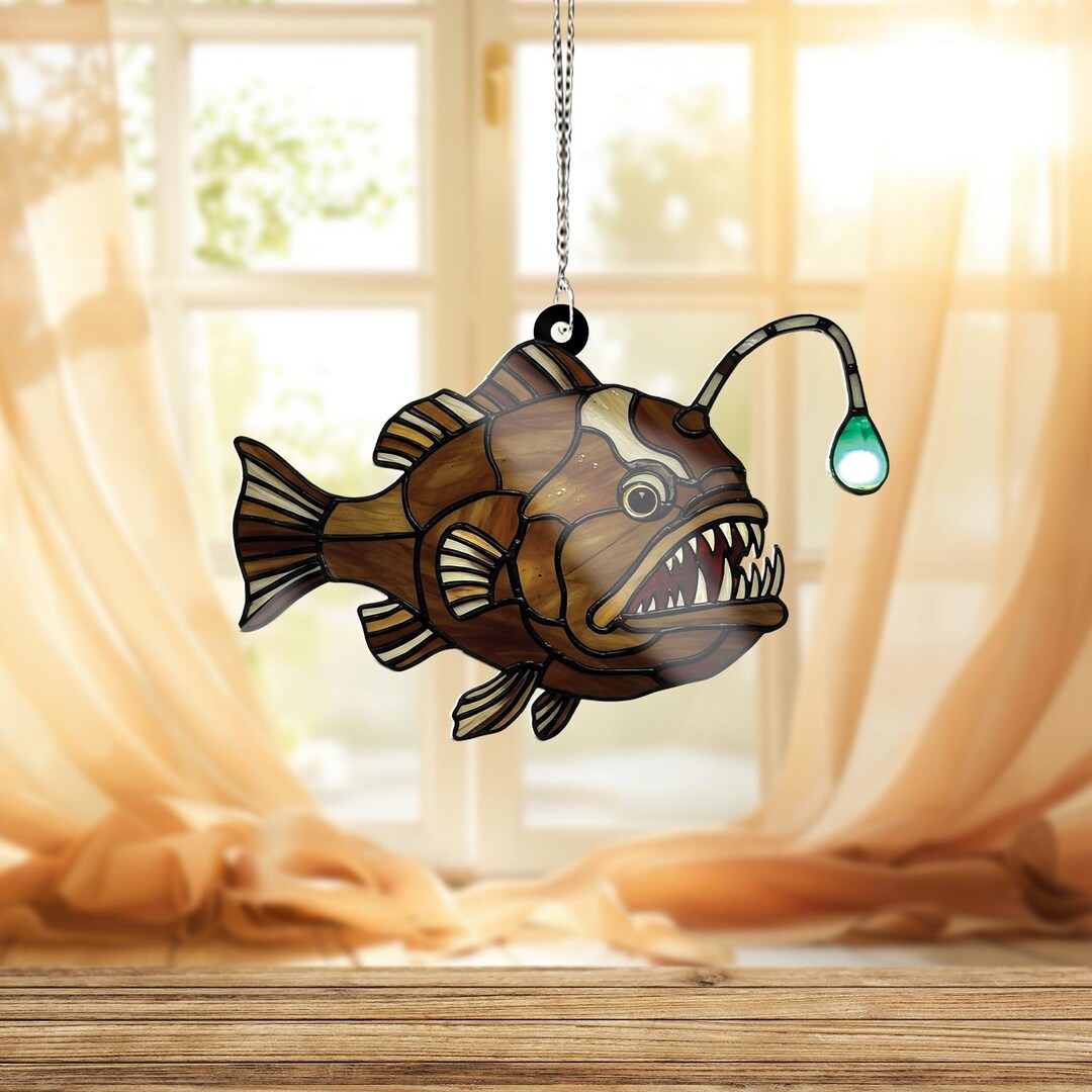 Ocean Devil Angler Fish ACRYLIC Window Hanging, Fish Window Decor ...