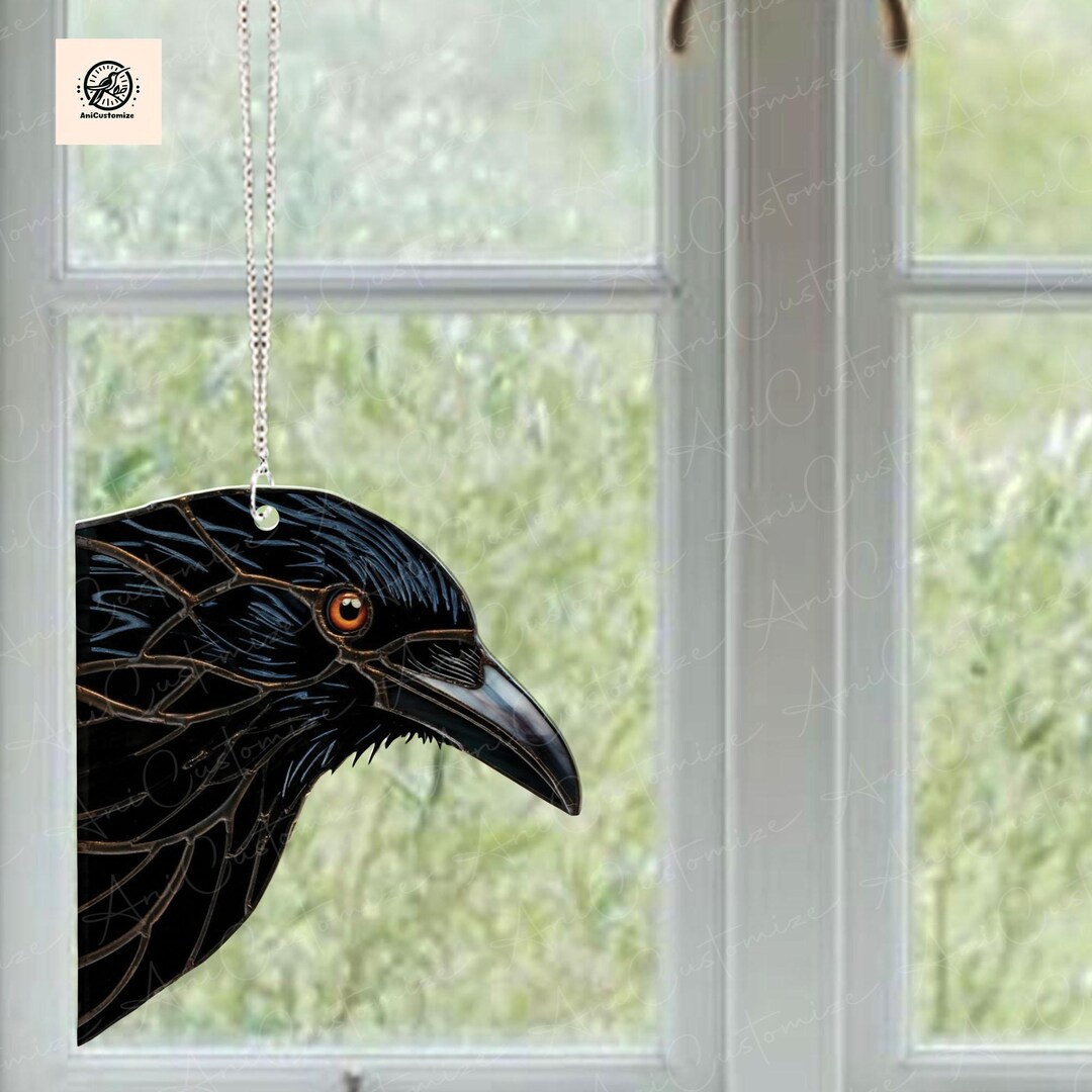 Peeking Black Crow ACRYLIC Window Hanging, Black Crow Lover Gift, Funny ...