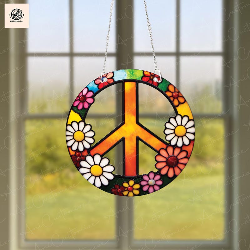 Floral Peace Sign - Etsy
