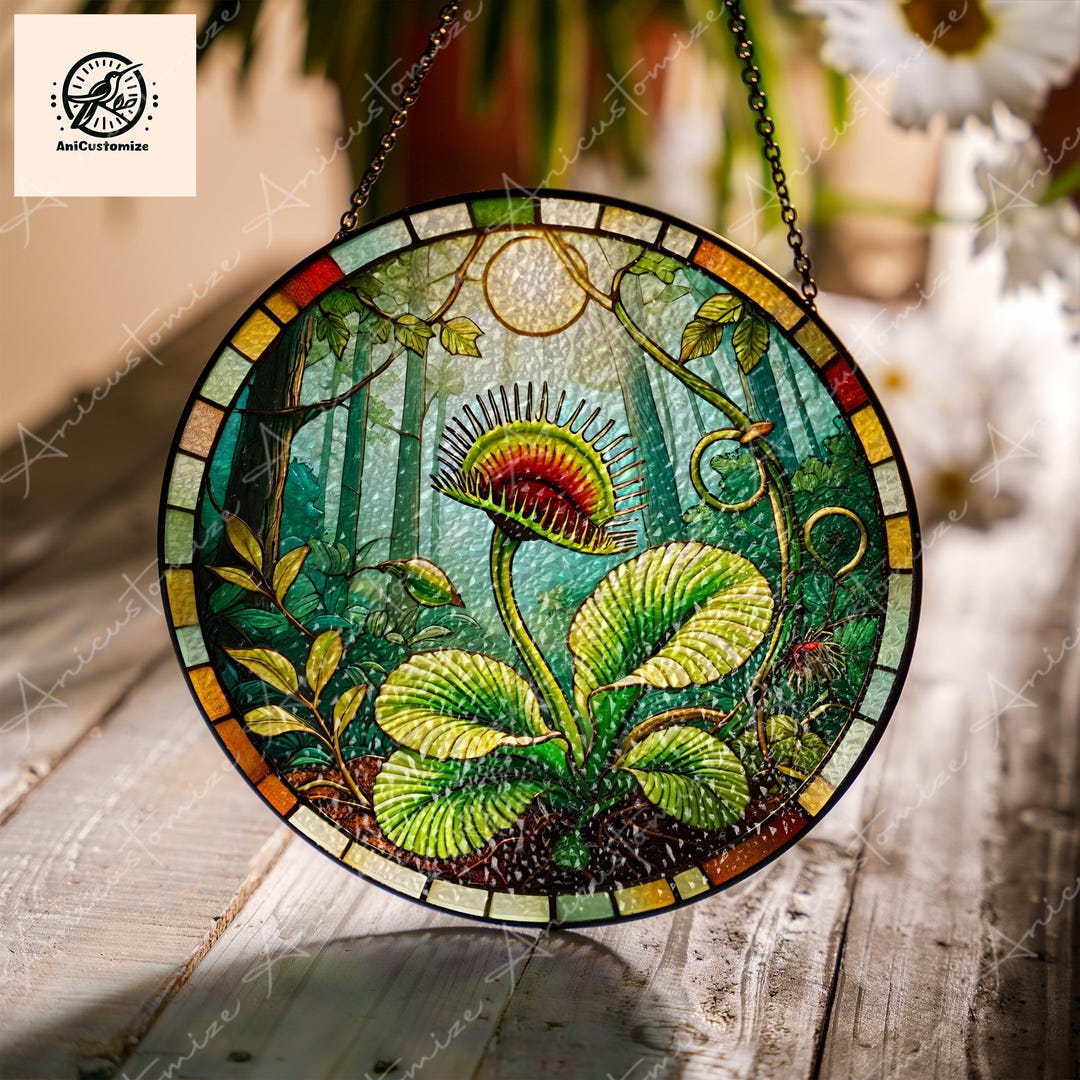 Venus Flytrap GLASS Window Decor, Cannibal Plant Decor, Spooky Plant ...