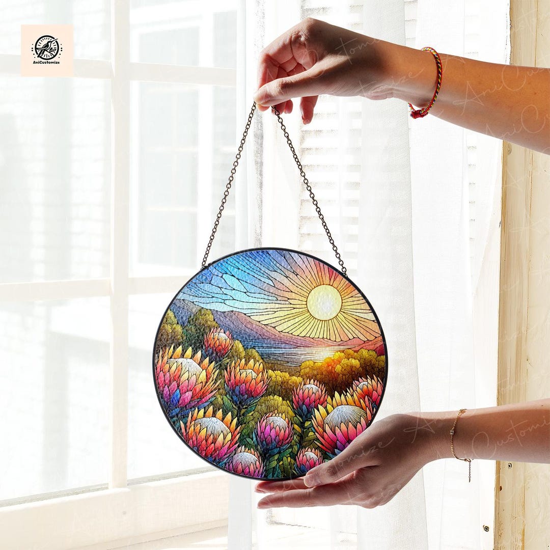 King Protea Flower Glass Suncatcher: Kitchen & Yard Decor - Etsy