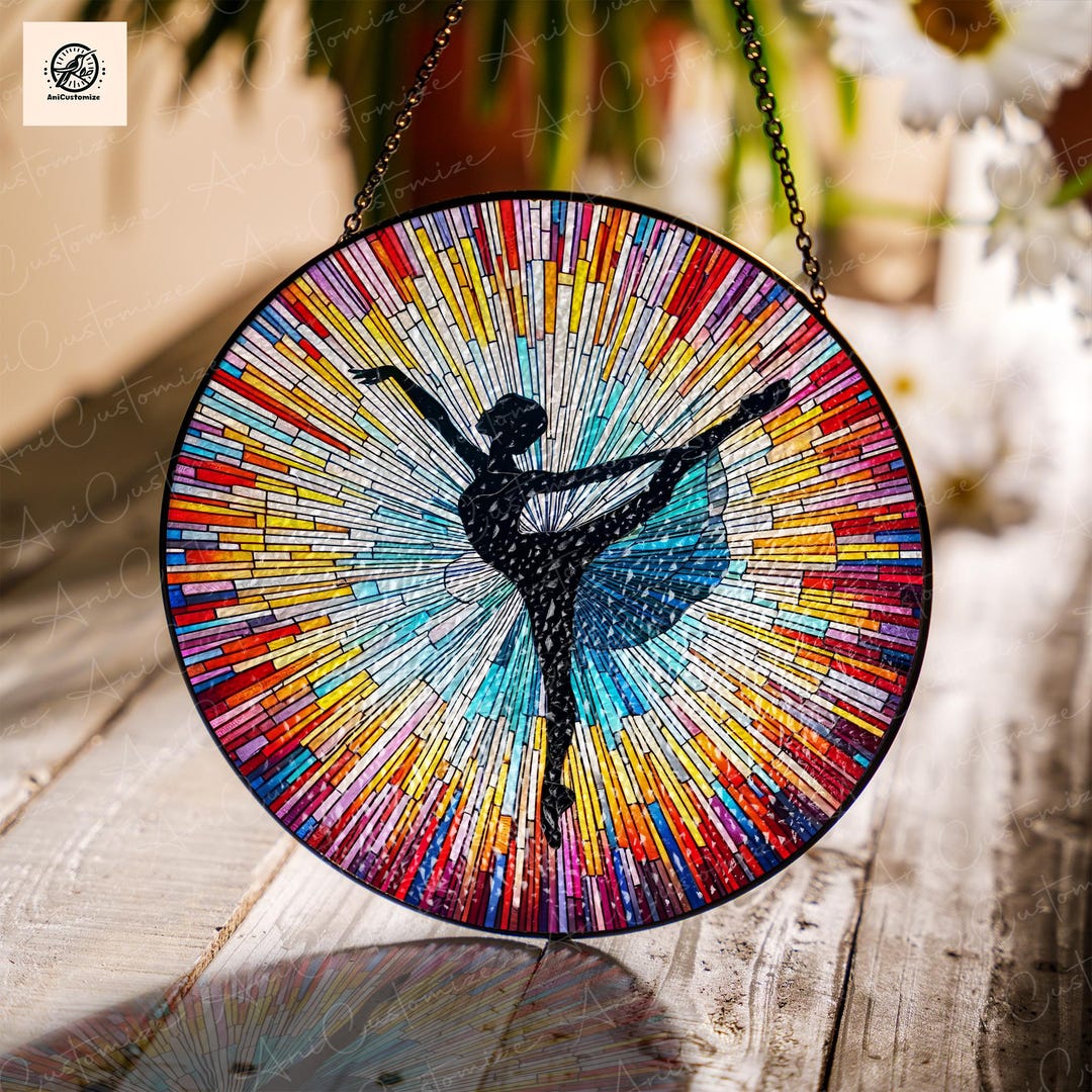 Ballet Girl GLASS Suncatcher, Ballerina Suncatcher, Girl Dancing Window ...