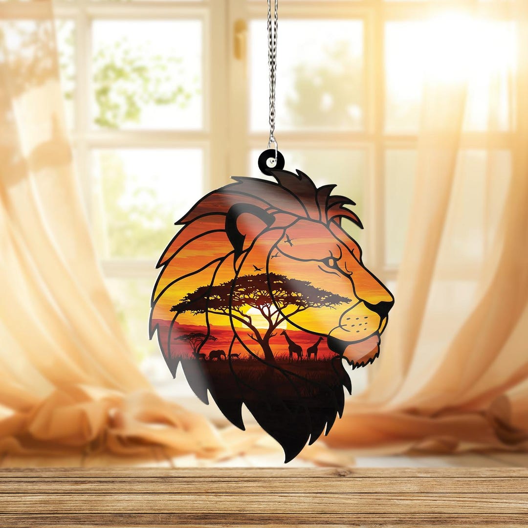 Lion ACRYLIC Window Hanging, Animal Inspired Window Decor, Gift ...