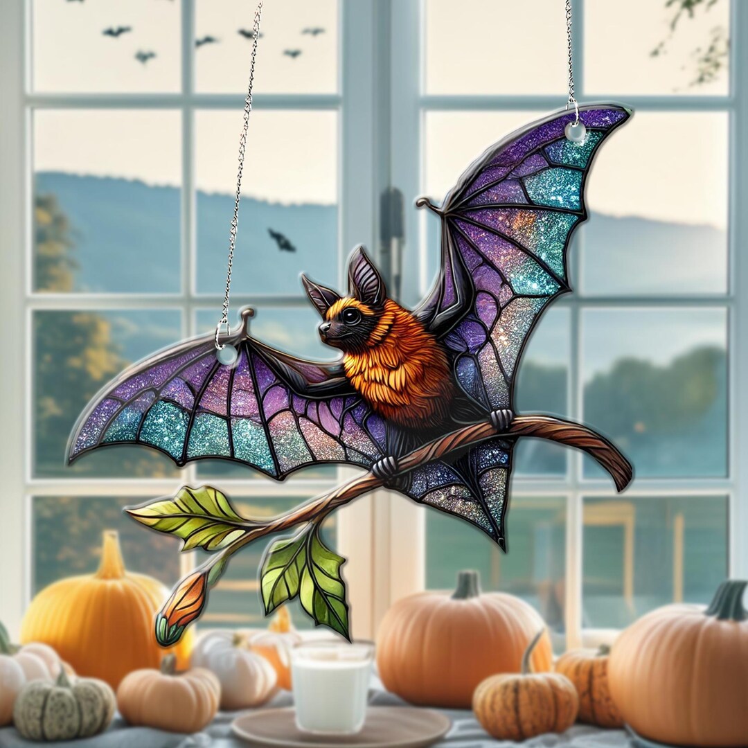 Bat Halloween ACRYLIC Window Hanging, Halloween Home Decor, Bat Home ...