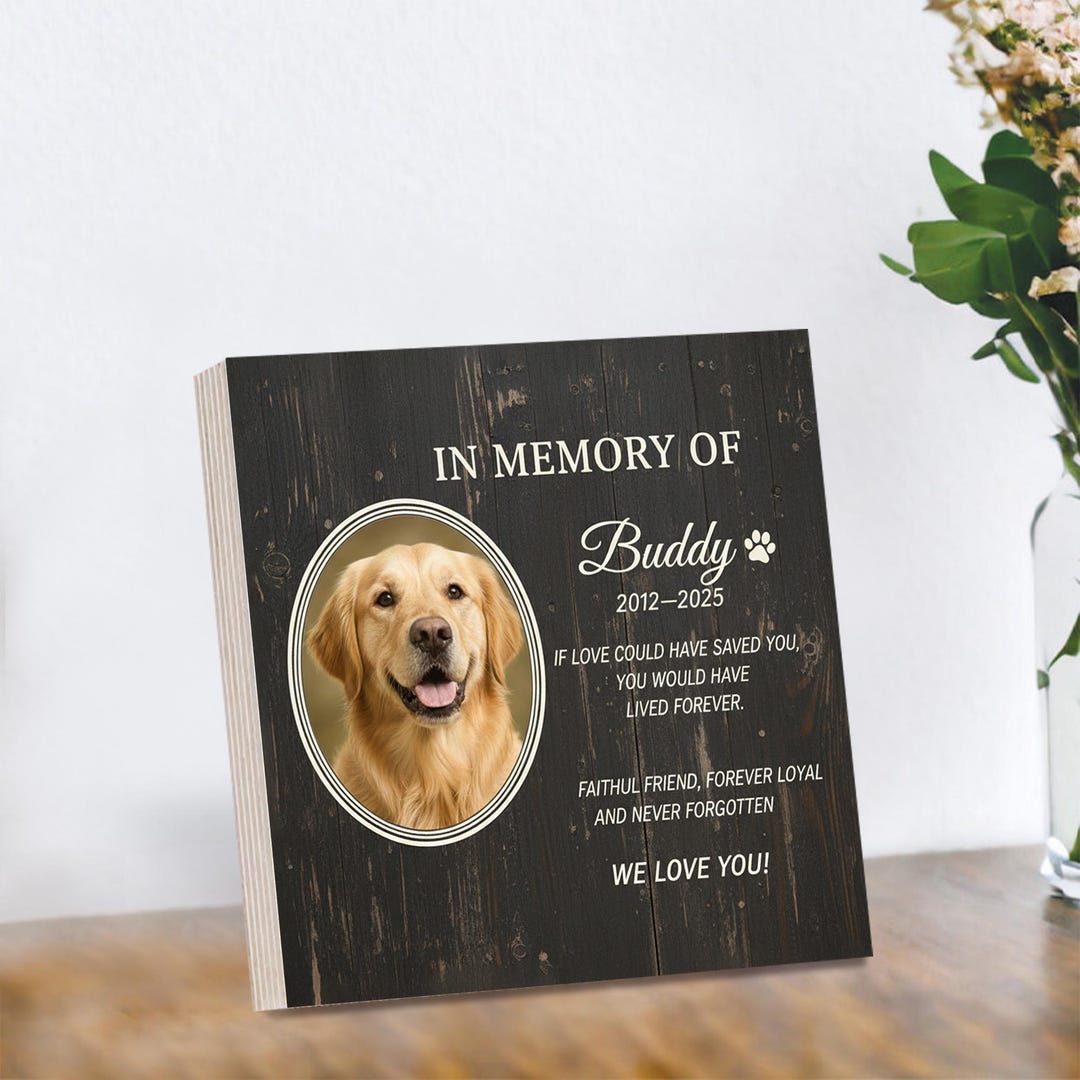 Custom Pet Memorial Photo Block: Personalized Dog or Cat Remembrance ...