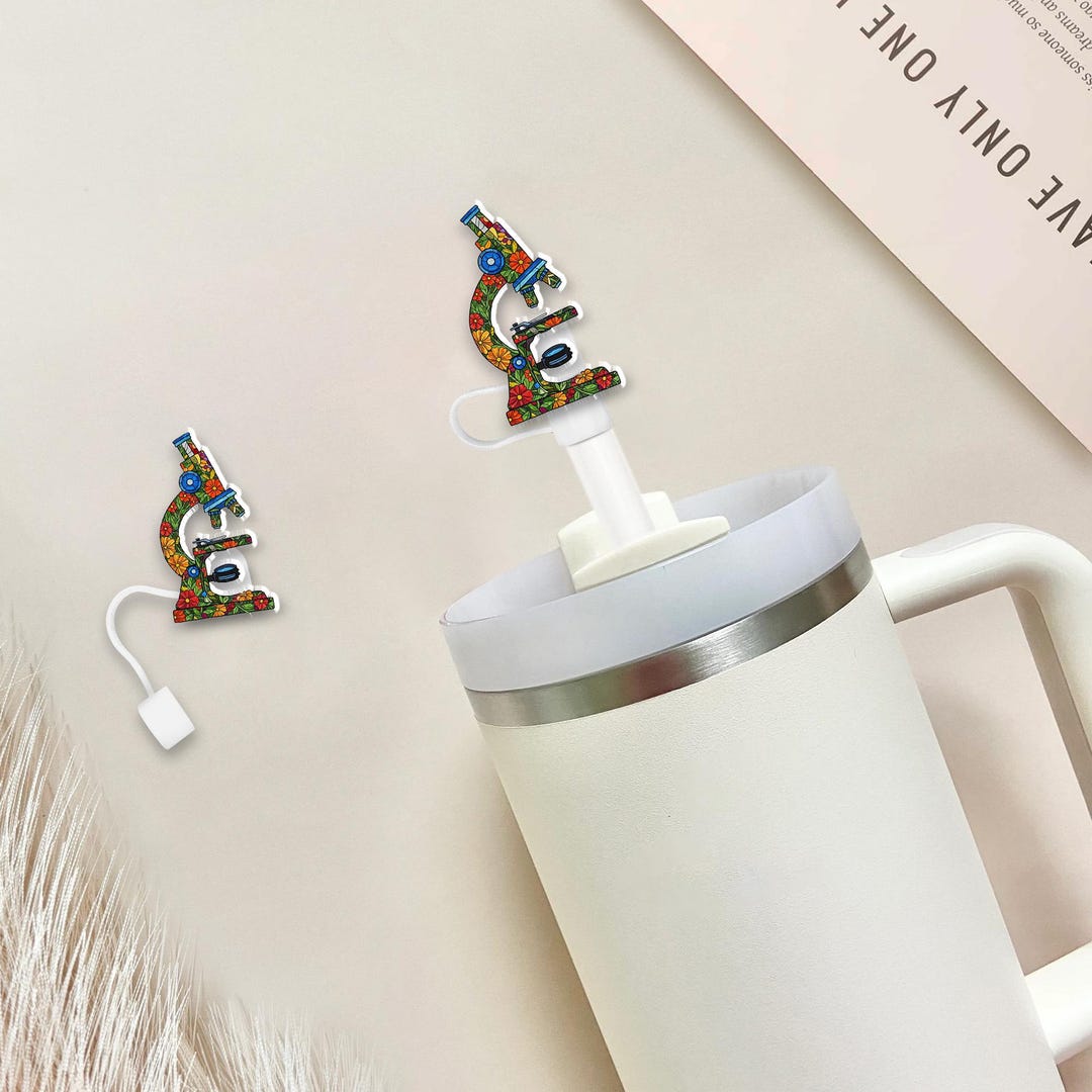 Floral Microscope Straw Topper, Scientist Gift, Science Lover Accessory ...