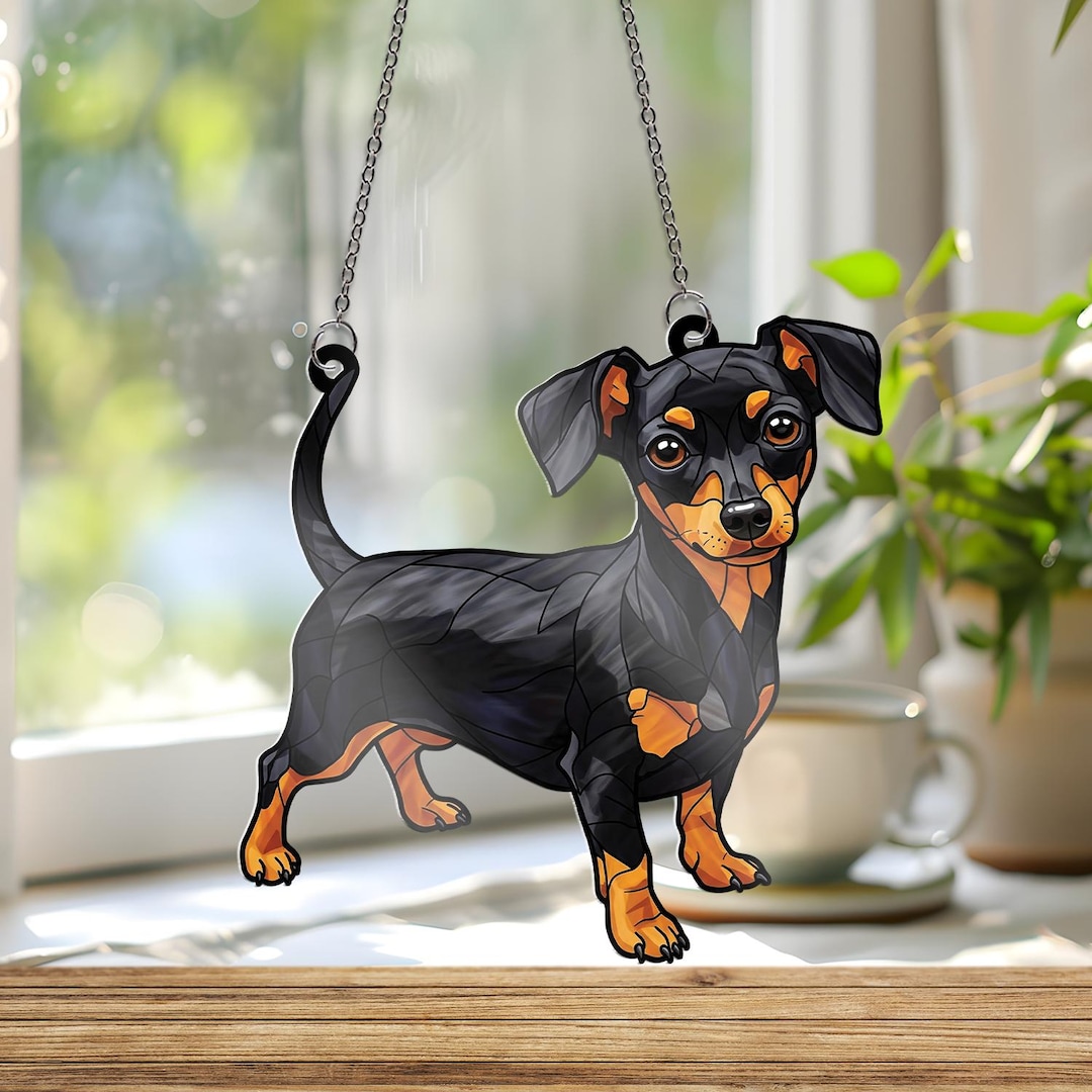 Black and Tan Chiweenie ACRYLIC Window Hanging, Chiweenie Mom Gift ...