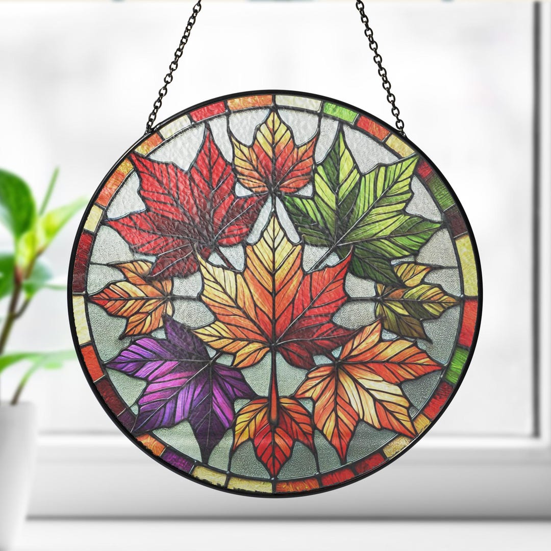 Autumn Leaves GLASS Decor, Autumn Leaves Decor, Fall SUNCATCHER, Fall ...