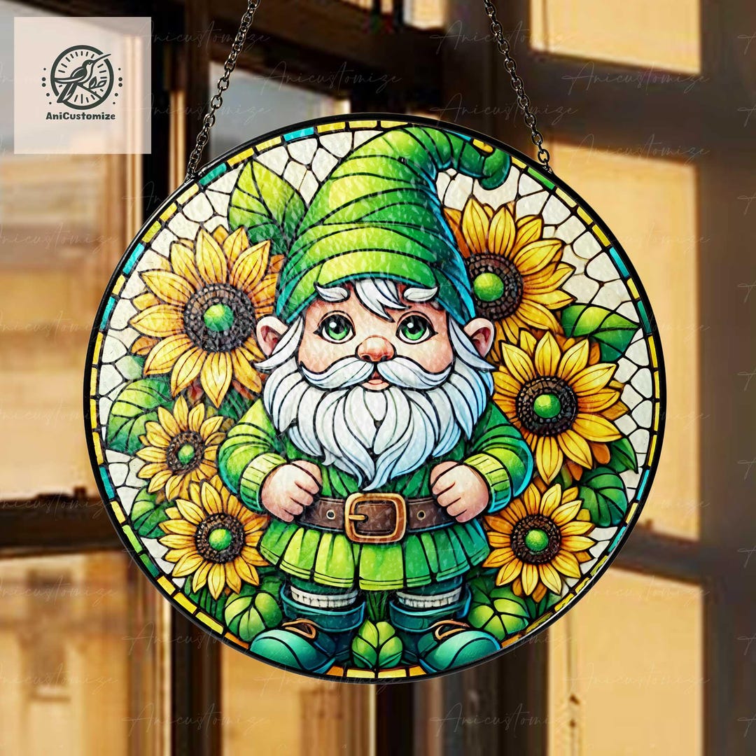 Irish Gnome Suncatcher Glass Hanging, Irish Blessing Suncatcher ...
