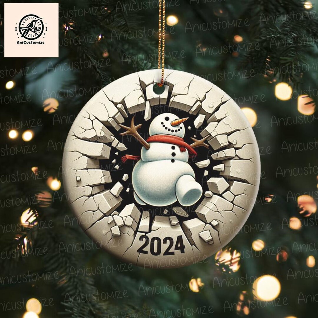 2D FLAT Snowman Break Through Ornament Christmas Tree Ornament, Snowman ...