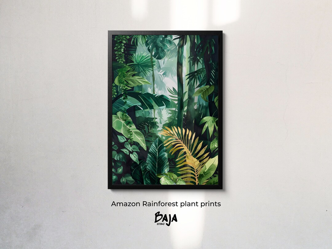 Amazon Rainforest Print, Plant Art, Watercolour Print, Green Wall Art ...