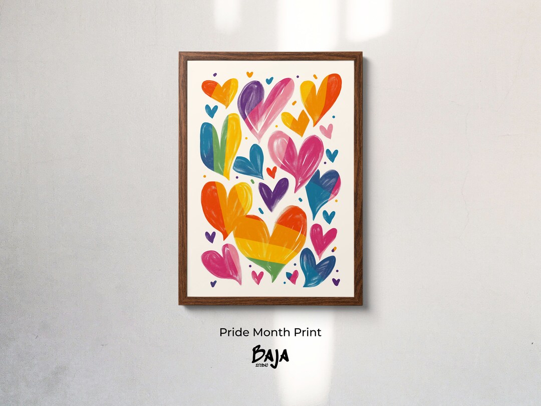 Pride Hearts, Pride Month Wall Art, LGBTQ+ Pride Poster Prints, A2 Size ...