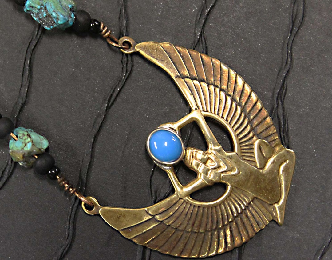 The Egyptian Goddess Isis. Necklace With Turquois Cabochon and Chip ...