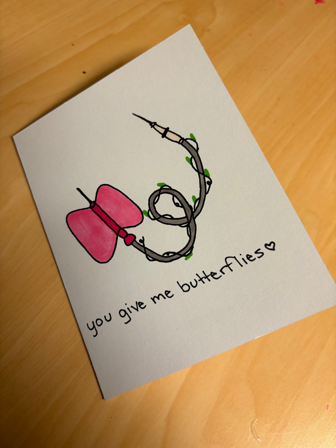 Butterfly Needle Pun Card for Healthcare - Etsy
