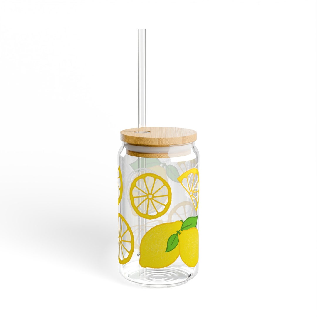 Lemon Sipper Glass, 16oz/tempered Glass/bpa Free/beer Can Glass With ...