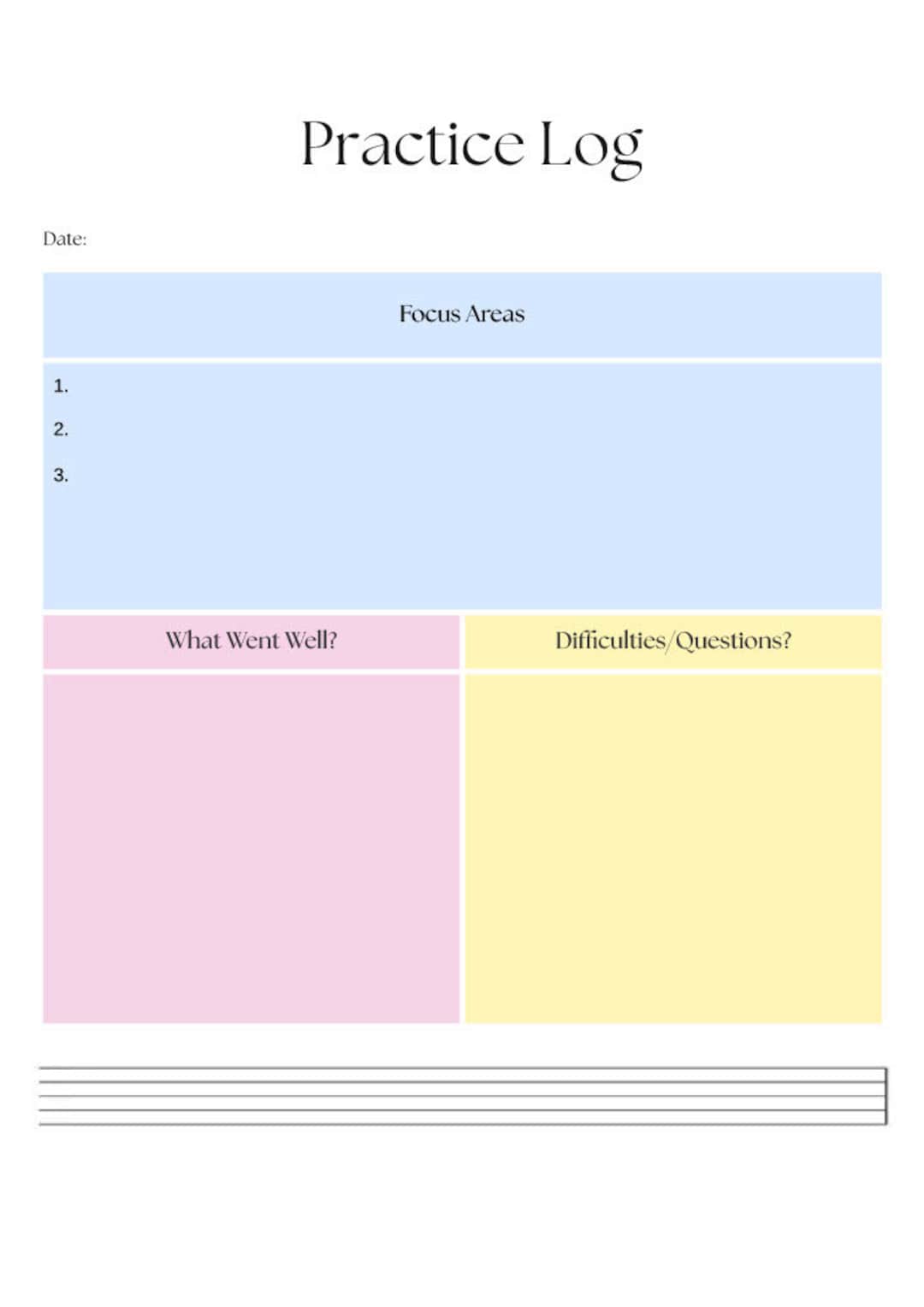 Music Practice Log for Teachers and Students - Etsy