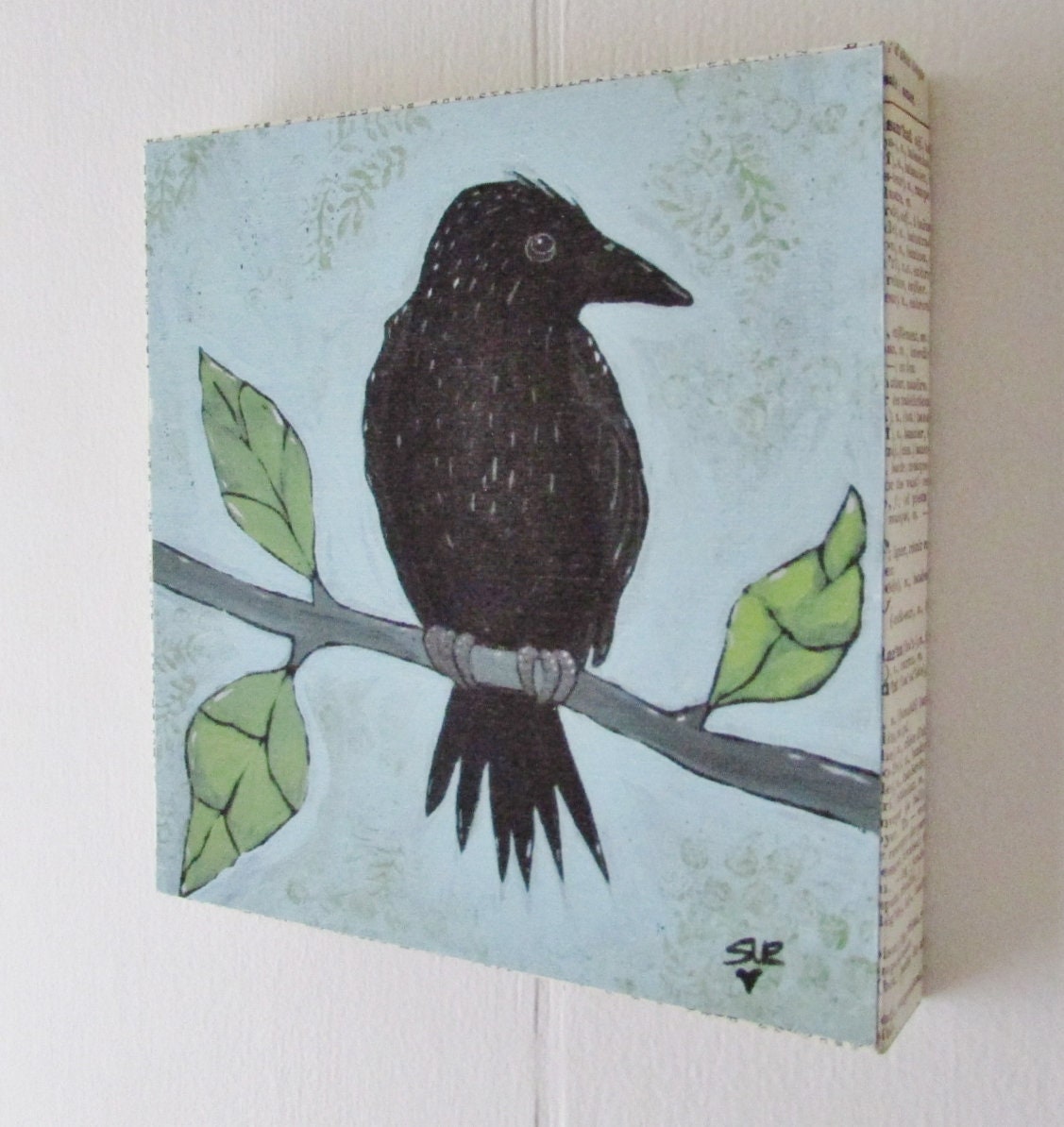 Crow Art Print on Wood Corvid Black Bird Giclee Print | Etsy
