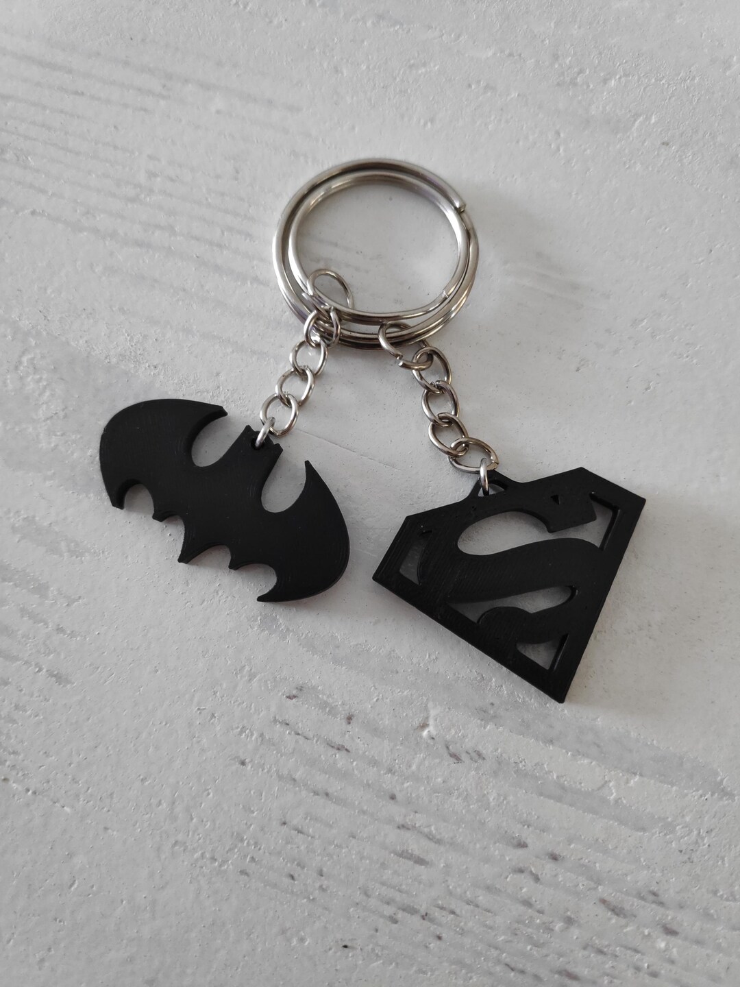 Personalized DC Keychains 3D Printed Superman & Batman Logos Superhero ...
