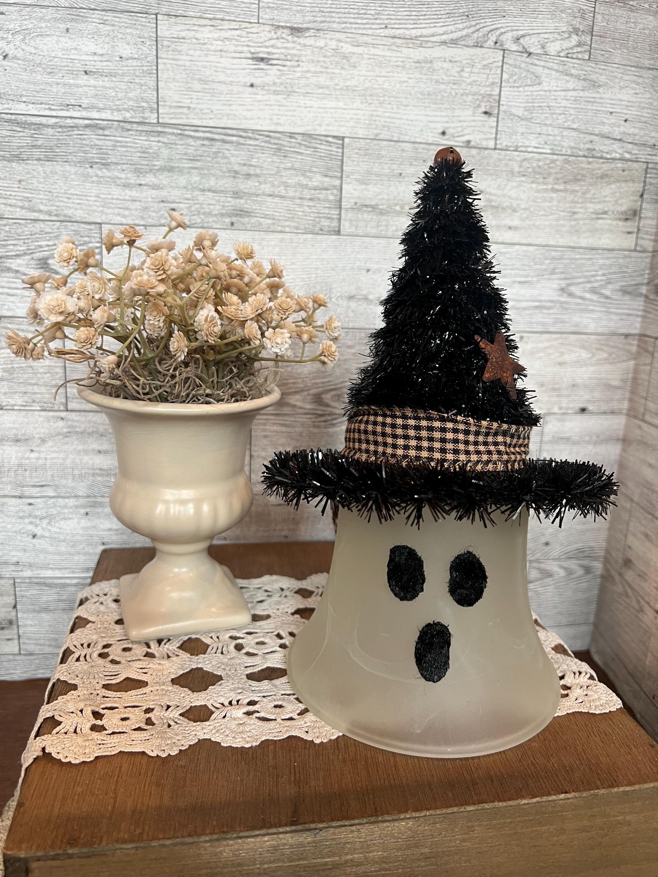 Upcycled Vintage Light Globe Ghost With Witch Hat - Etsy