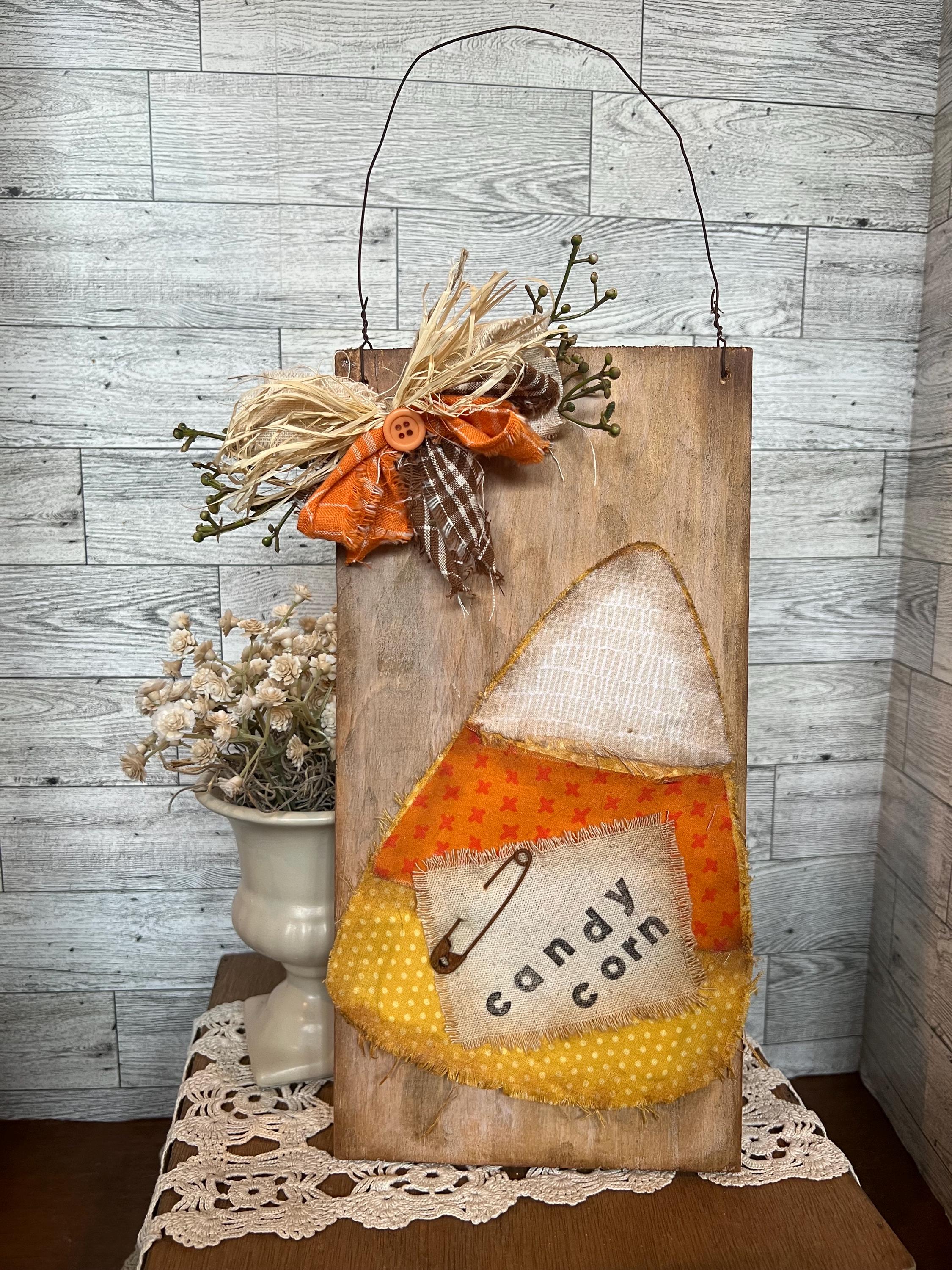 Wooden Rustic Halloween Candy Corn Sign With Wire Hanger - Etsy