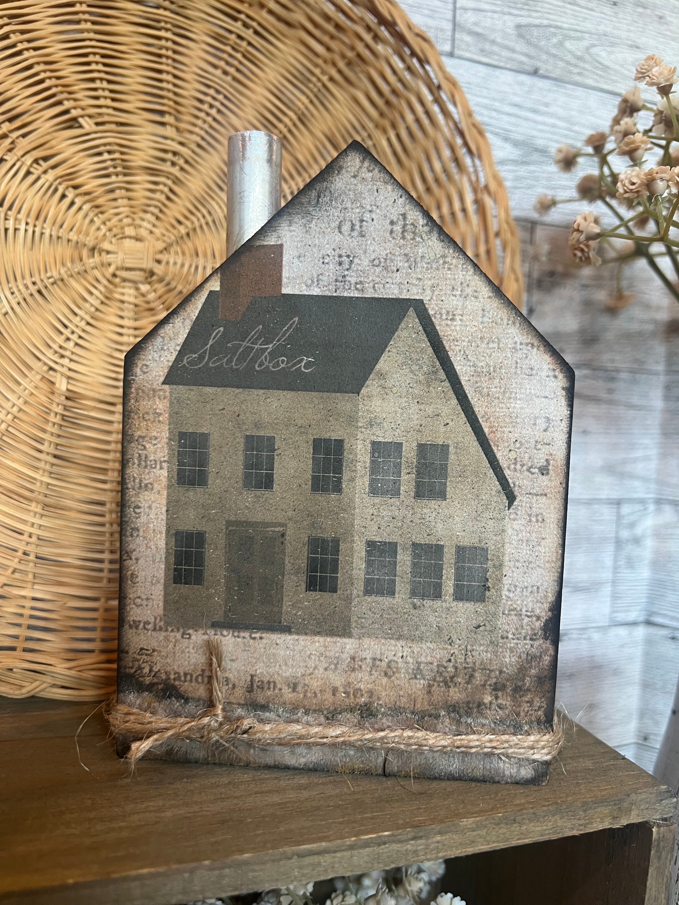 Tan Salt Box House Shelf Sitter - Etsy