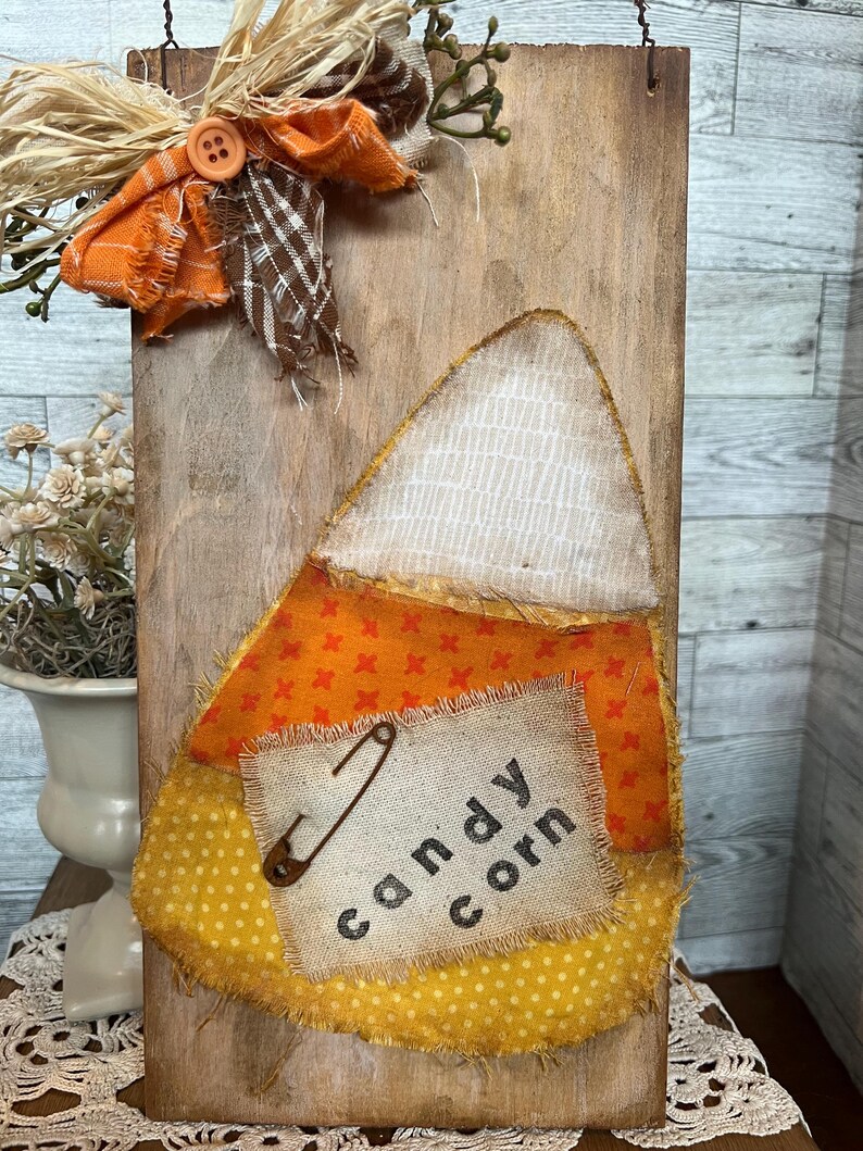 Wooden Rustic Halloween Candy Corn Sign With Wire Hanger - Etsy