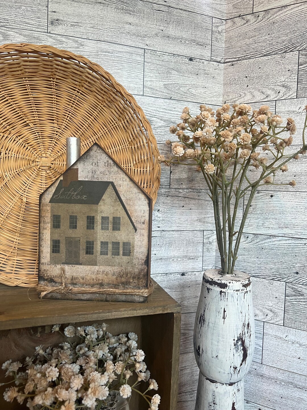 Tan Salt Box House Shelf Sitter - Etsy