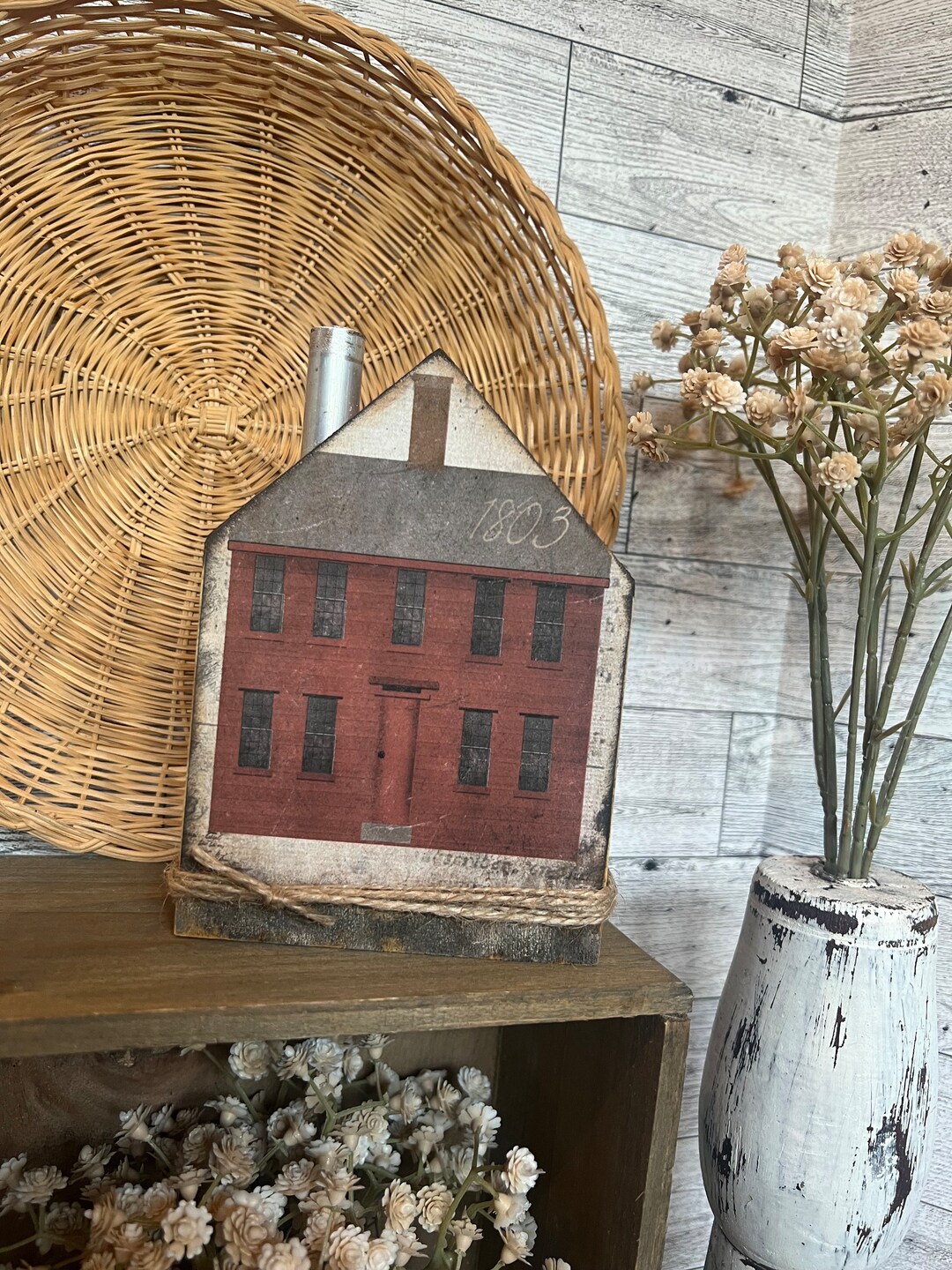 Red Salt Box House Shelf Sitter - Etsy