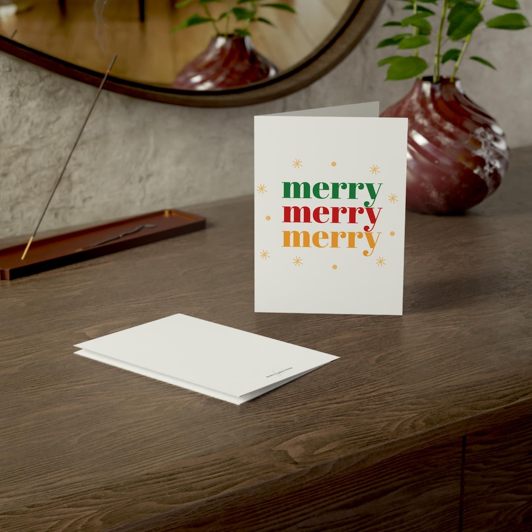Merry Merry Merry Holiday Greeting Cards Seasonal Christmas Card ...