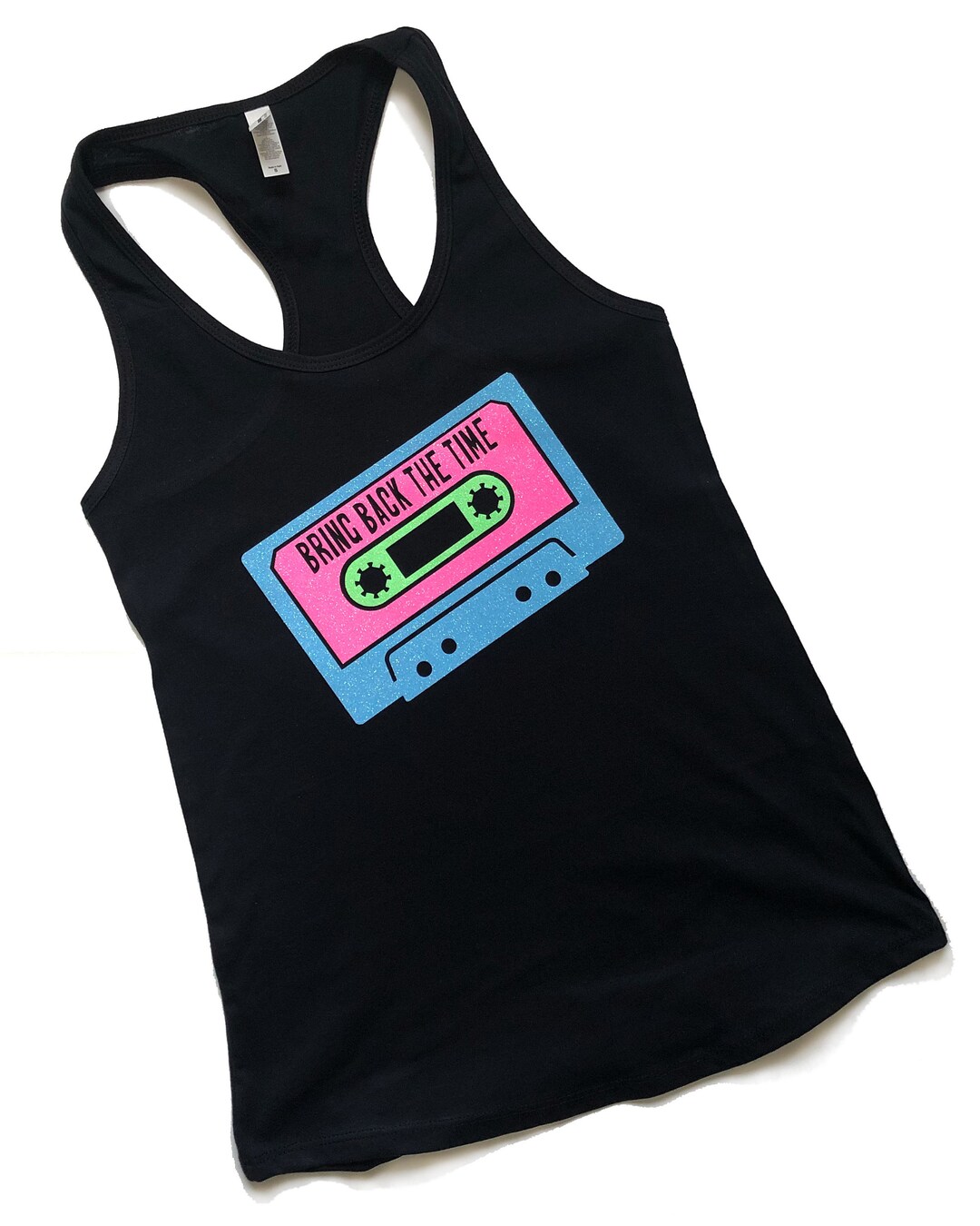 SALE - Mix Tape Retro Music Themed Neon Racerback Tank 80's Baby- FREE ...