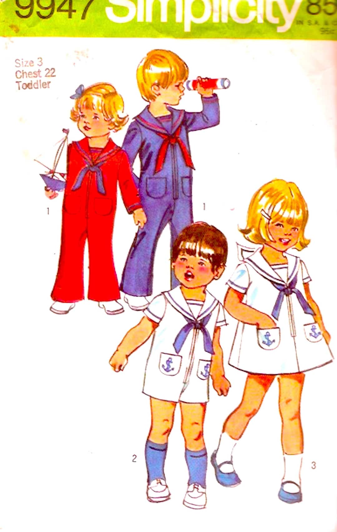 Simplicity 9947 Toddlers Nautical Sewing Pattern 1970s Era Vintage ...
