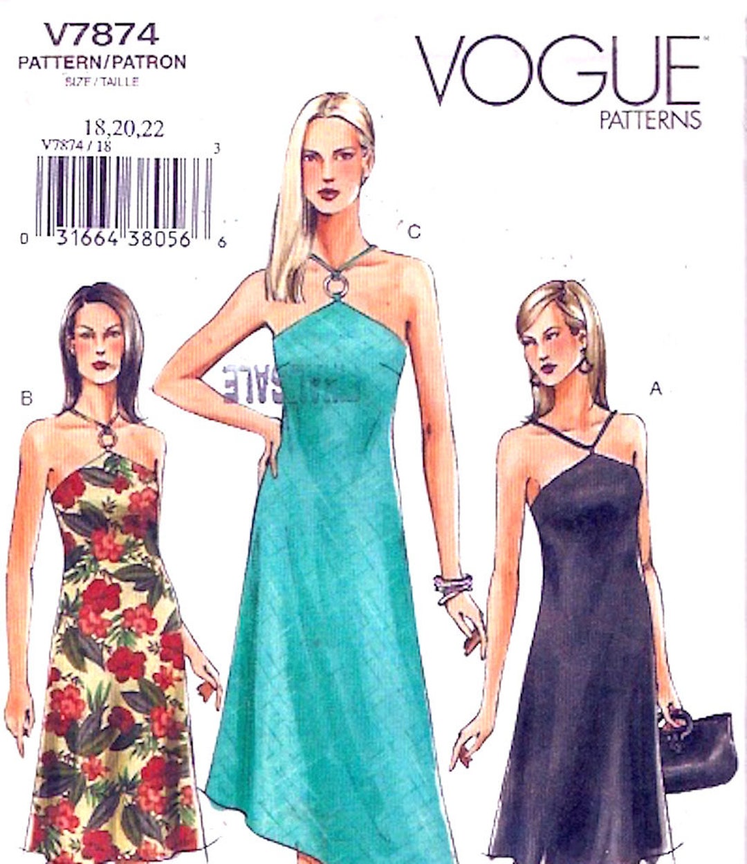 Vogue 7874 Plus Size Summer Dress Sewing Pattern Unlined Slightly ...