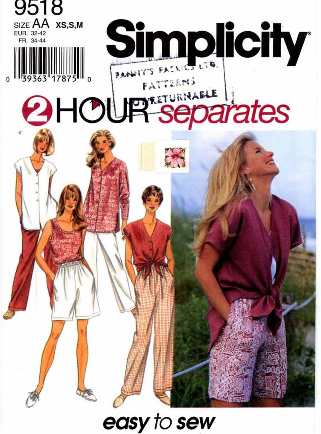 90s Simplicity 9518 Sewing Pattern 2 Hour Separates Shorts Pants Tops ...
