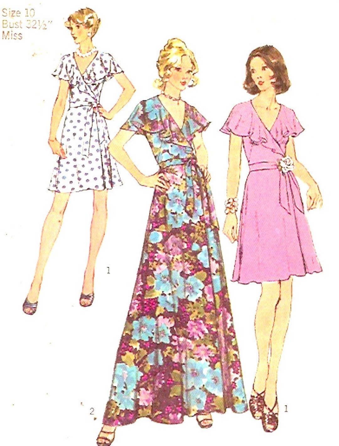 Simplicity 6099 Vintage Sewing Pattern 70s Wrap Dress Retro Grad Summer ...