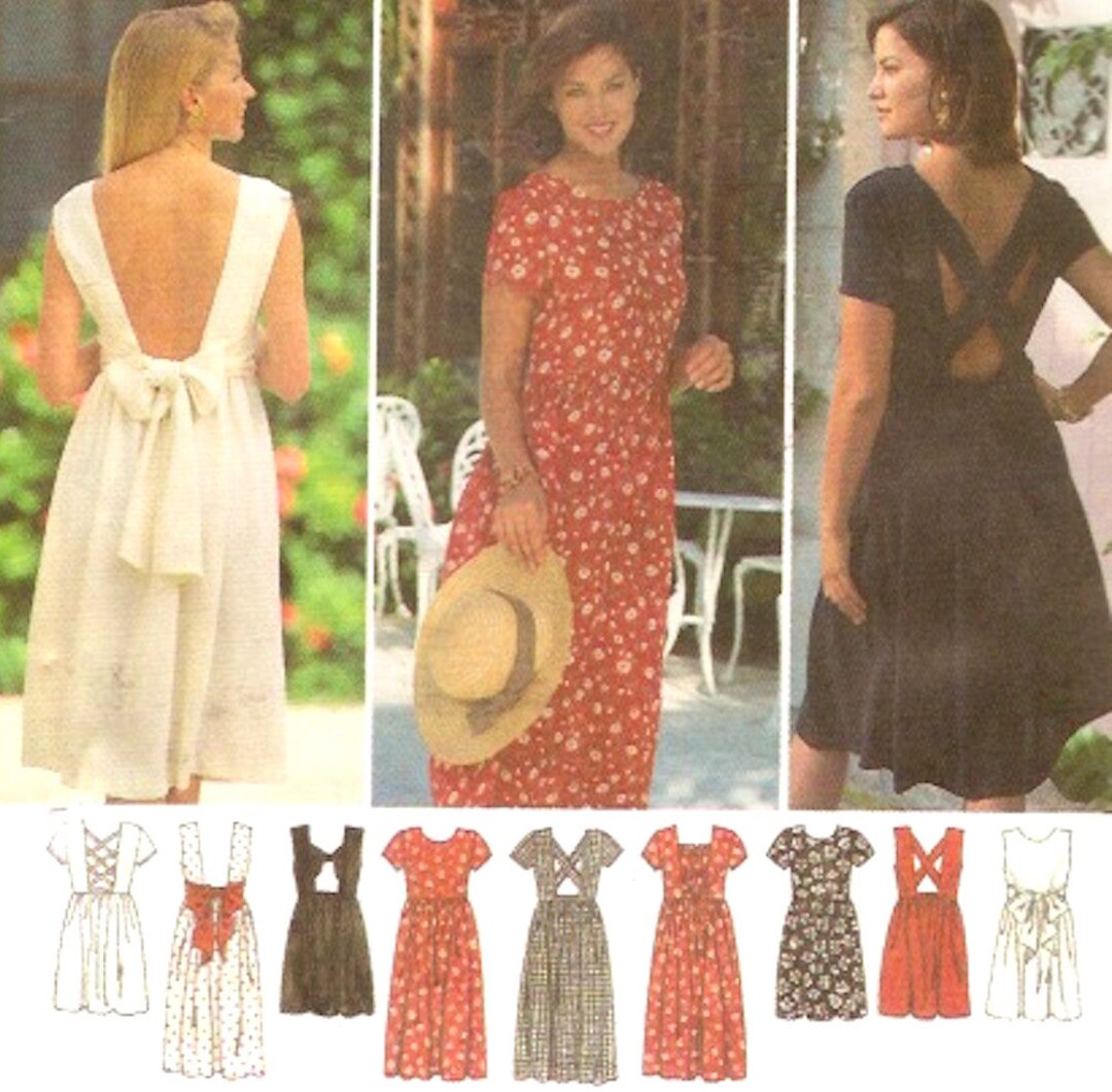 Simplicity 9494 90s Dress With Back Detail Vintage Sewing Pattern Bust ...