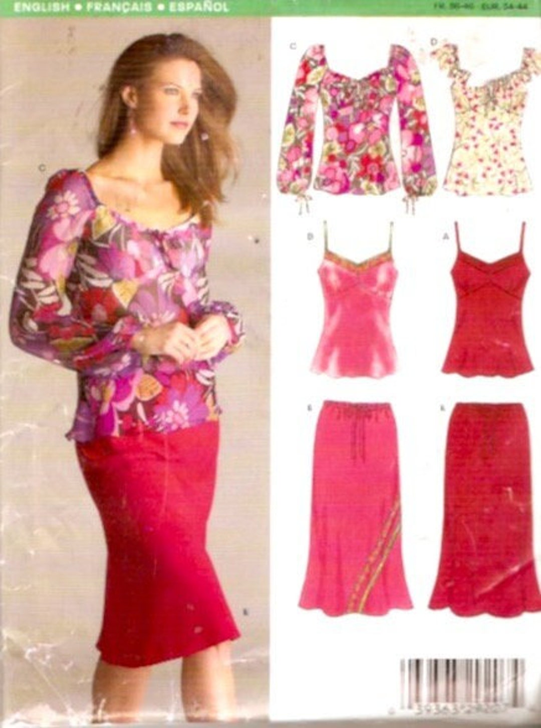 New Look 6520 Boho Peasant Tops Sewing Pattern Camisole Skirts Summer ...