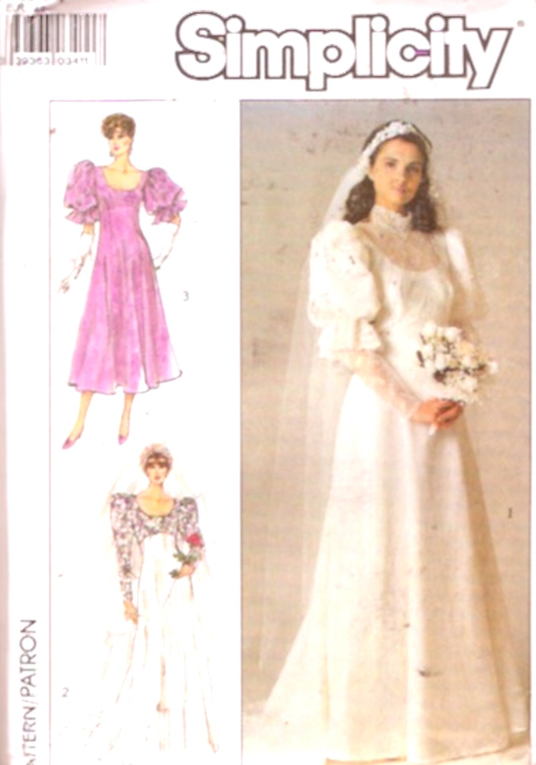Simplicity 8426 Sewing Pattern Traditional Romantic 80s Wedding Dress ...