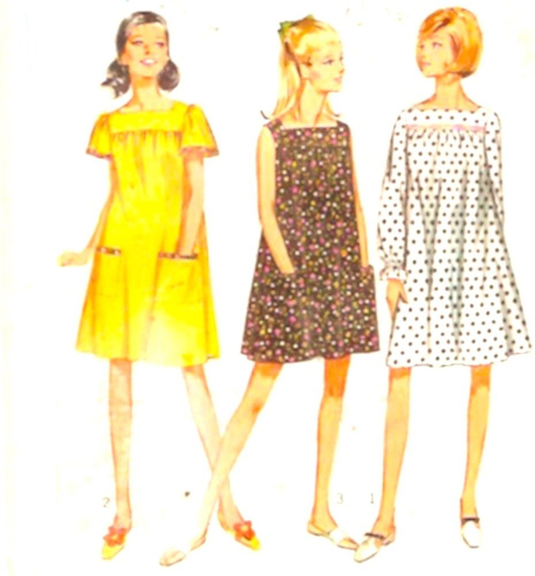 60s Womens Dress One Piece Gathered Front Simplicity 6877 How to ...