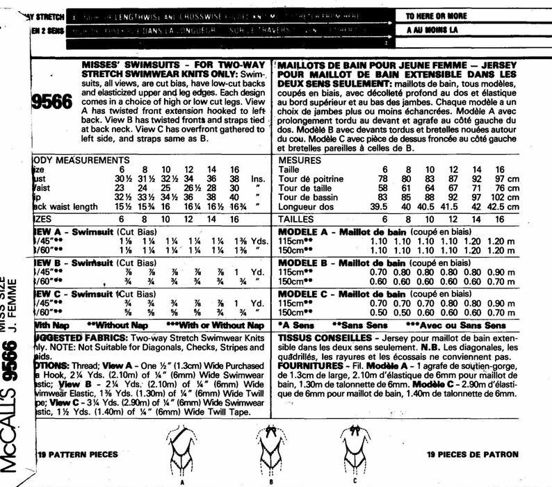 80s Mccalls 9566 Swimsuit Sewing Pattern Brooke Shields Bathing Suit ...