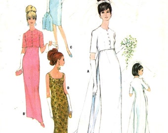 1963 Wedding & Bridesmaid Dress 38 Bust Mccall's 7082 Vintage Sewing ...