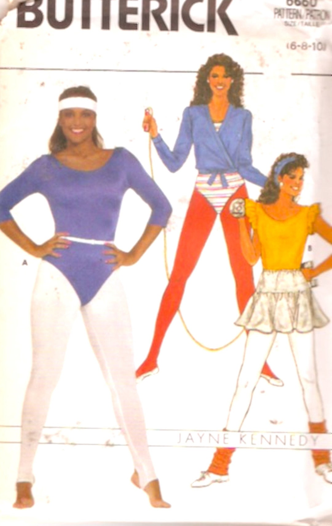 70s Bodysuit Tights Butterick 6660 Sewing Pattern Skirt Top Yoga ...