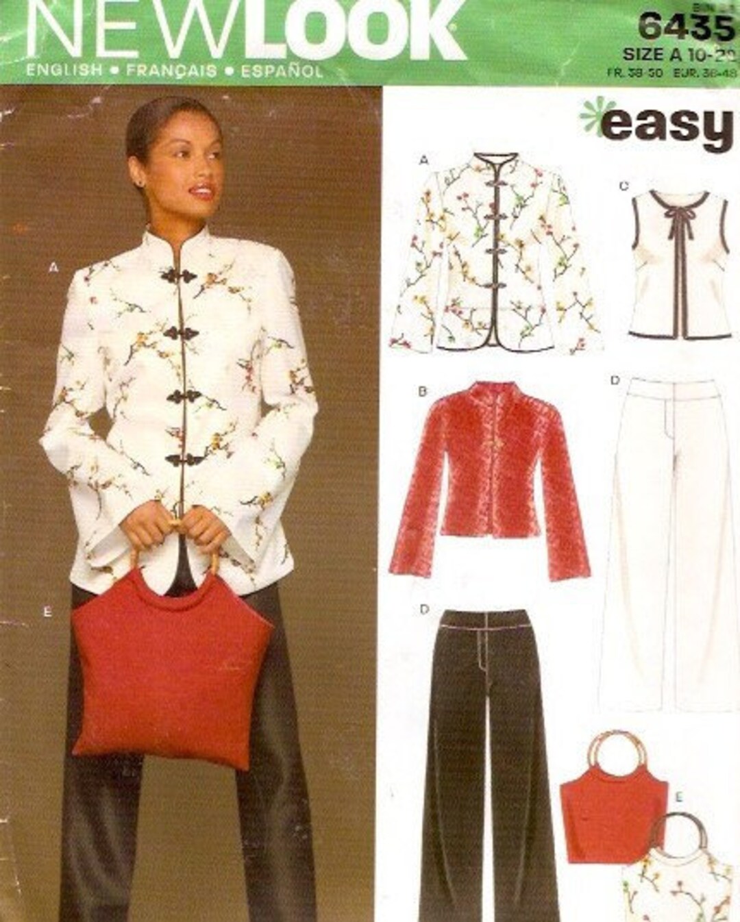 Asian Style Jacket Pants Top Purse Sewing Pattern New Look 6435 Sz 10 ...