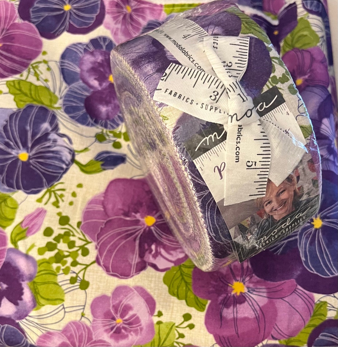 Pansys Posies Moda Fabric by Robin Pickens Jelly Roll or 42” Cotton ...