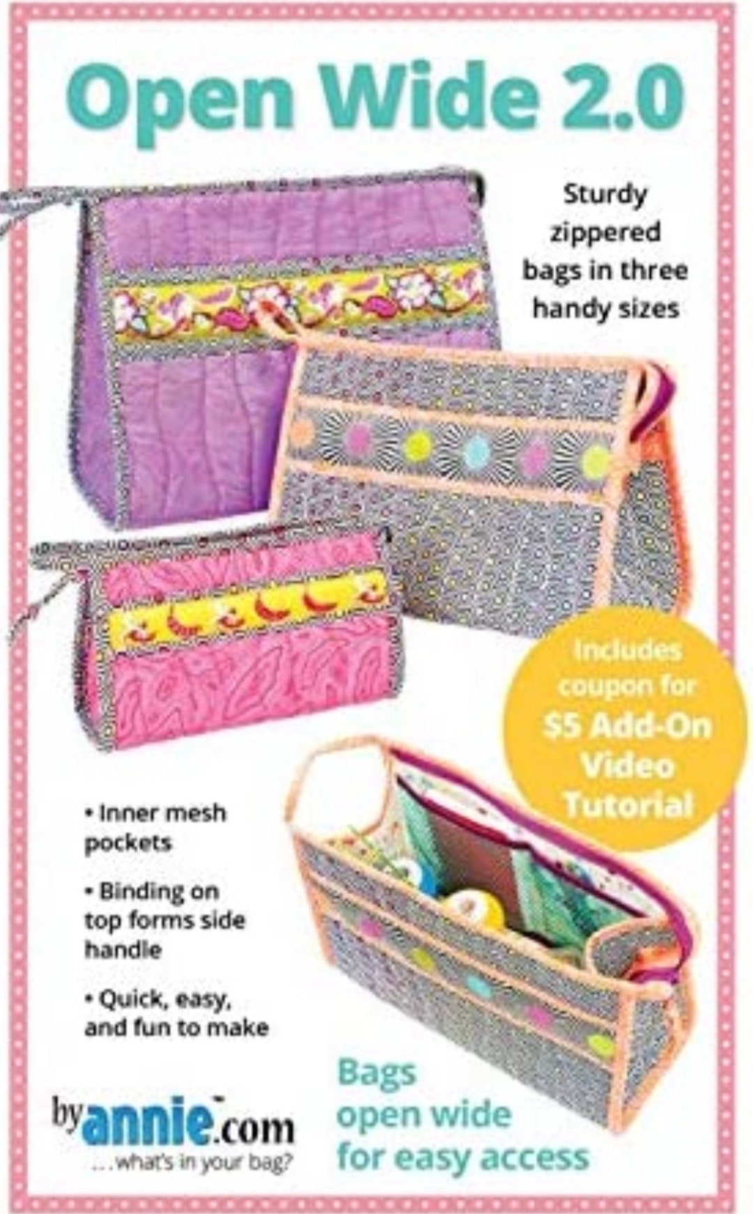 Open Wide 2.0 Zippered Pouch Pattern 3 Sizes Byannie.com - Etsy