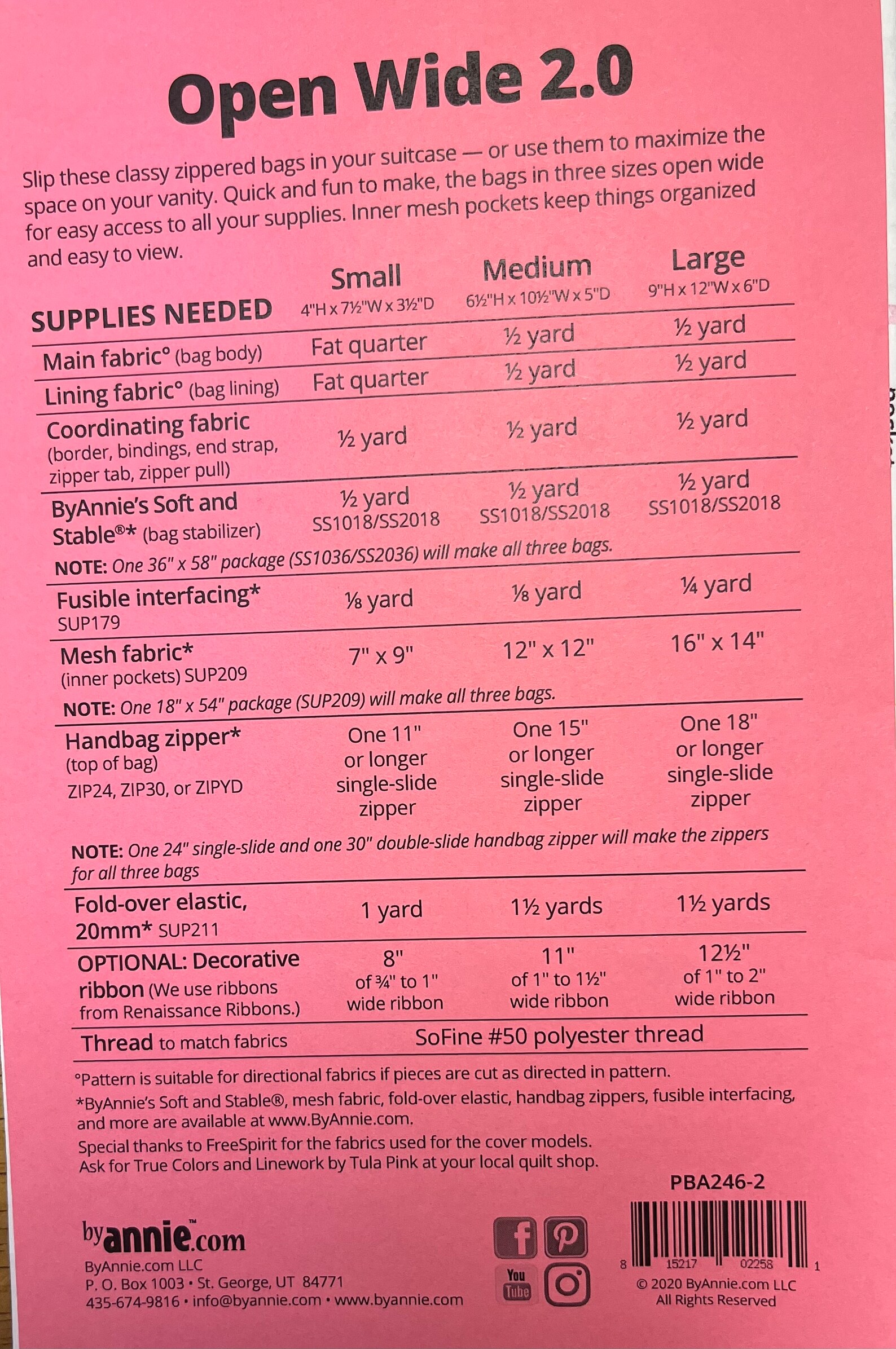 Open Wide 2.0 Zippered Pouch Pattern 3 Sizes Byannie.com - Etsy