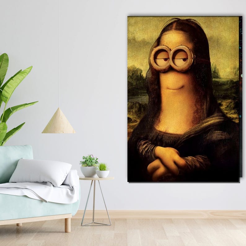 Minion Mona Lisa Canvas, Funny Art, Parody Poster, Wall Art Canvas ...