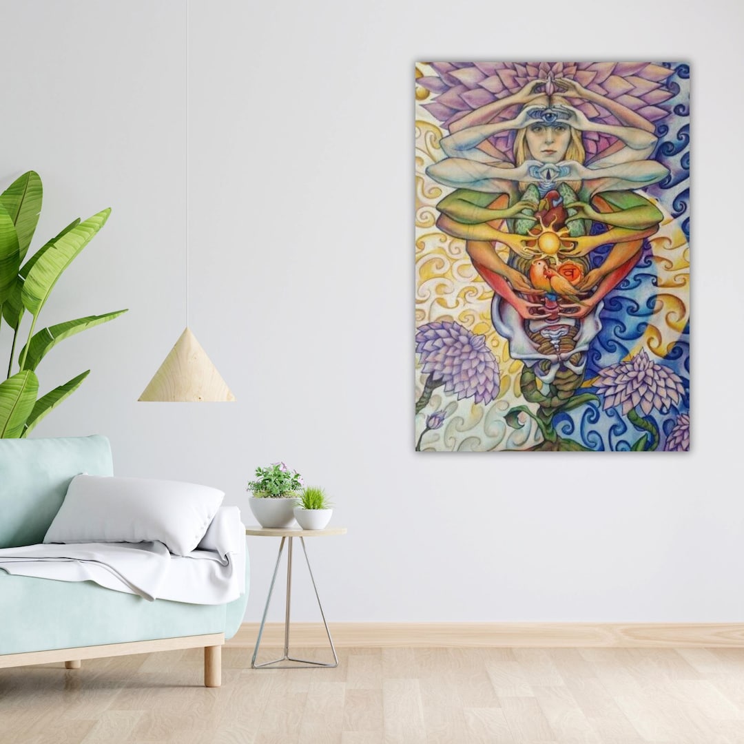 Chakra Goddess Art, Psychedelic Spiritual Wall Print, Colorful ...