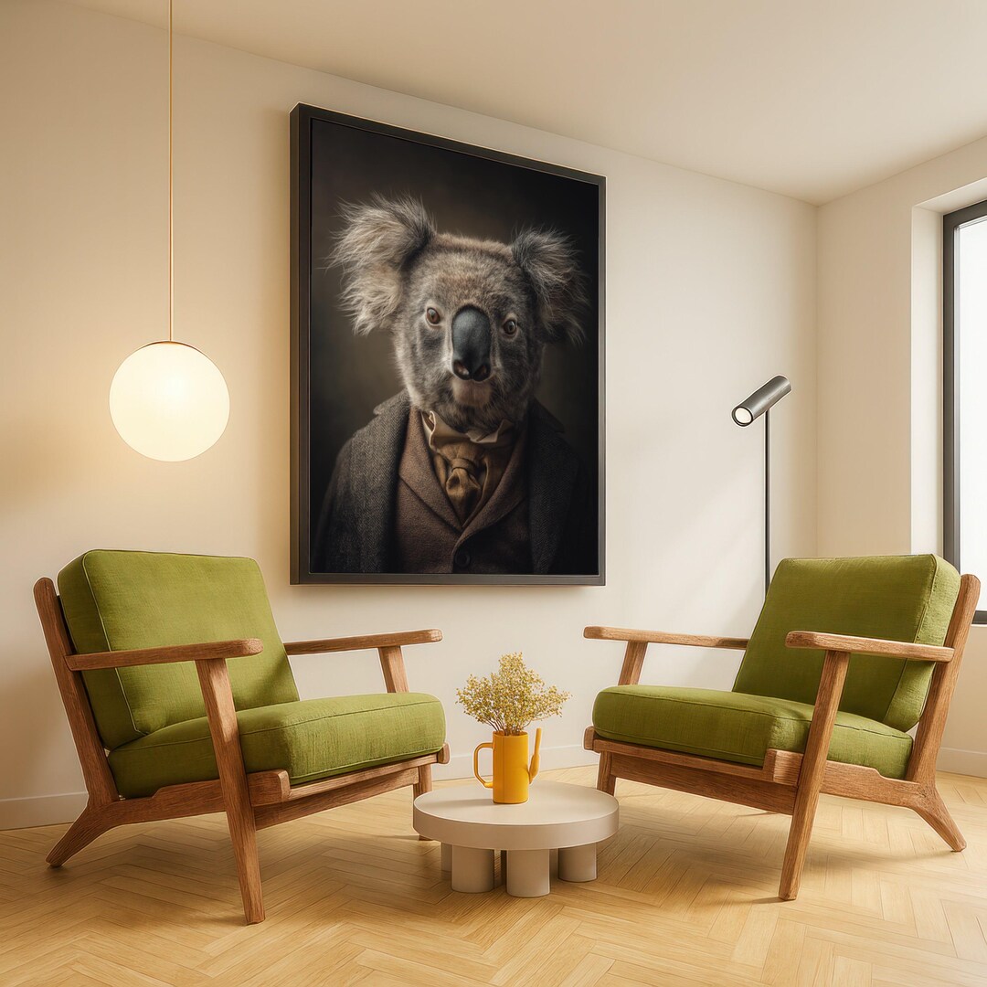 Distinguished Koala Portrait Canvas, Animal Wall Art, Vintage Style ...