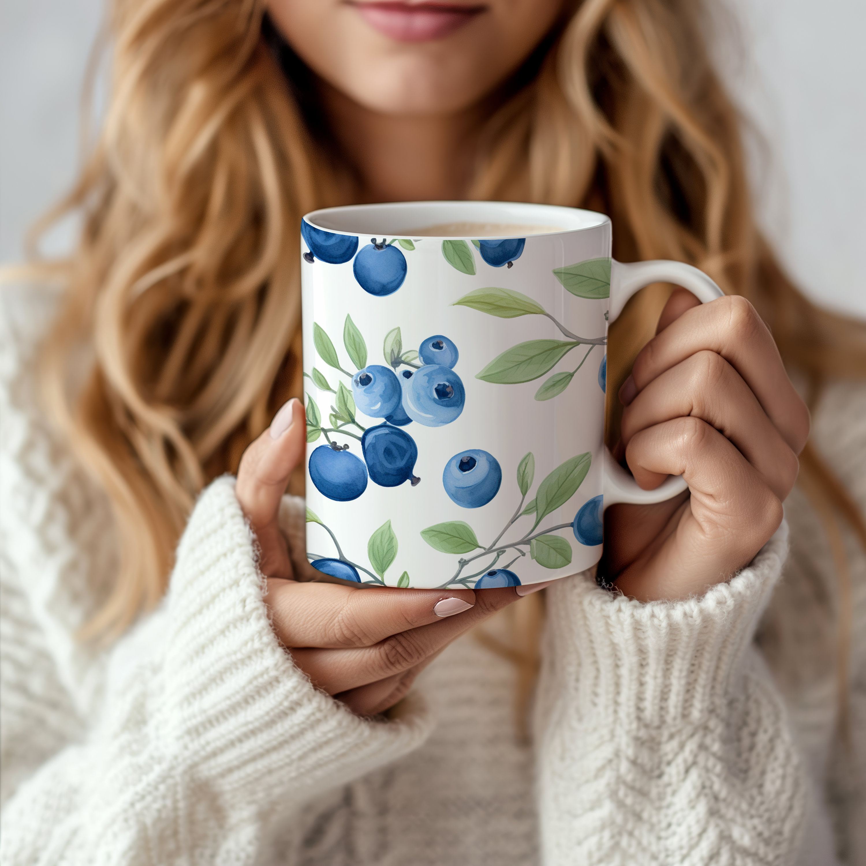 Cute Blueberry Mug, Cottagecore Aesthetic Mug, Cute Coffee Cup, Gifts ...
